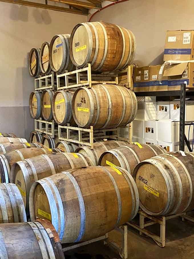 These oak barrels are where the magic happens, transforming grapes into liquid proof that Arizona knows its wine business.