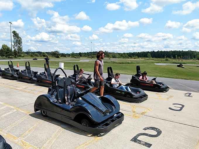Drivers lined up at the starting grid, each one secretly convinced they're about to set a new track record today.