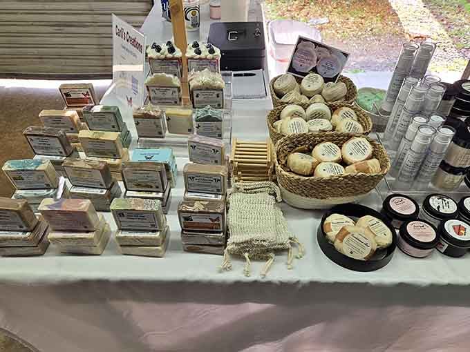 Handmade soaps arranged like edible treats, though we strongly advise against taste-testing no matter how good they smell sitting there.