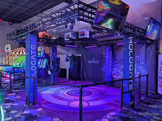 The Hologate VR arena transports you to digital worlds where reality takes a well-deserved coffee break.