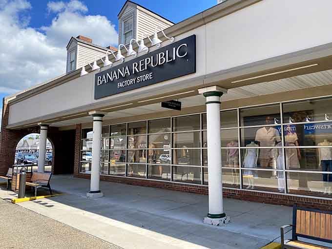 Banana Republic's classic columns and clean lines whisper sophistication louder than most people shout about their purchases.