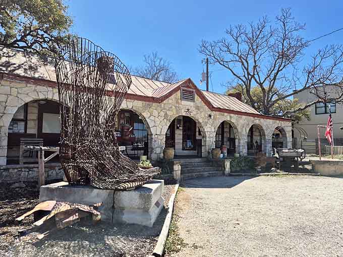 The visitors bureau building showcases that distinctive Hill Country stone construction that makes every structure look like it belongs.
