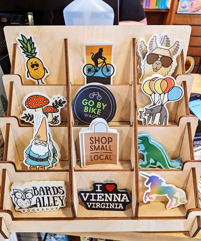 Delightful stickers celebrating Vienna, bikes, and bookish humor that locals proudly display on laptops everywhere.