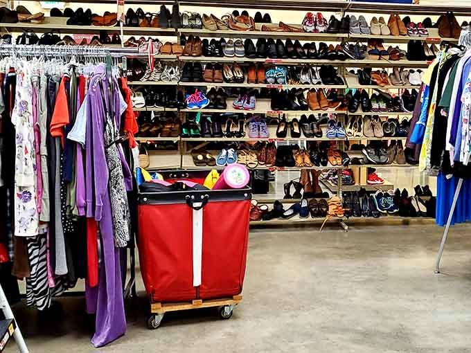 This shoe wall rivals Imelda Marcos's collection, offering footwear options from sensible flats to statement heels.