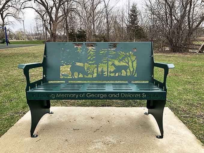 Memorial benches offer peaceful spots to sit, reflect, and watch the world slow down to lake time.