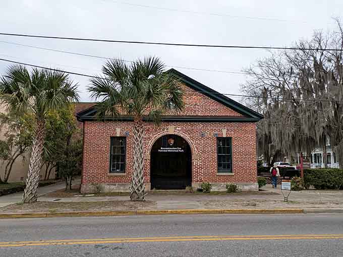 Historic brick and palmetto trees stand guard over stories that shaped a nation, one chapter at a time.
