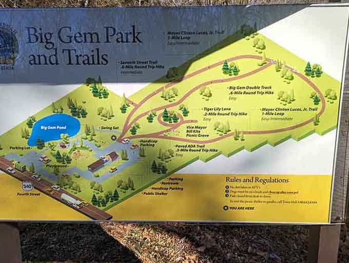 The trail map shows you've got options&mdash;multiple paths to explore without needing a sherpa or survival training.