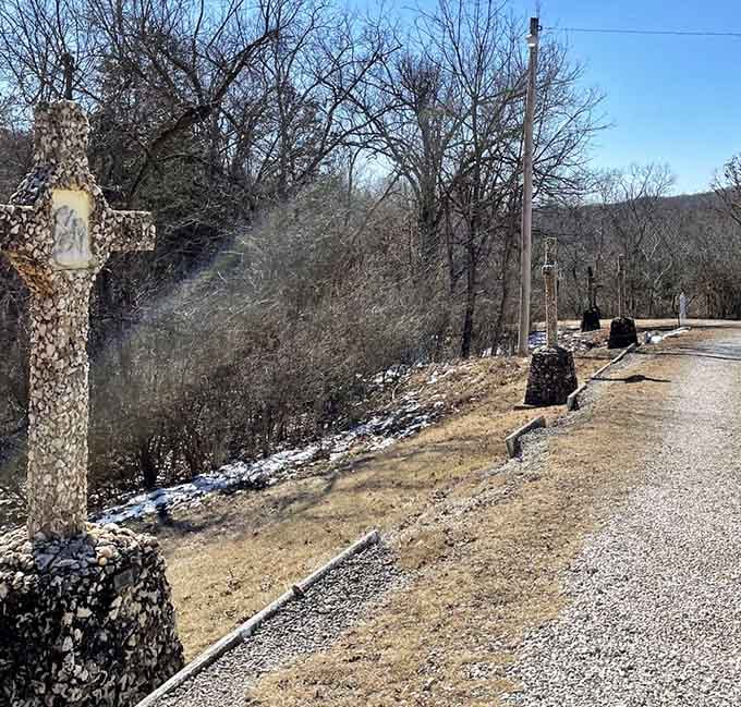 Stone crosses mark the path like breadcrumbs leading you deeper into this remarkable spiritual landscape.