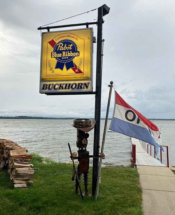 The Pabst sign and lakefront location tell you everything you need to know about authentic Wisconsin supper club vibes.
