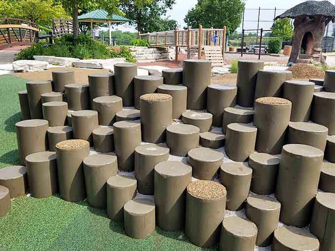 Stepping stumps that turn walking into an adventure, because apparently flat ground is just too boring for kids.