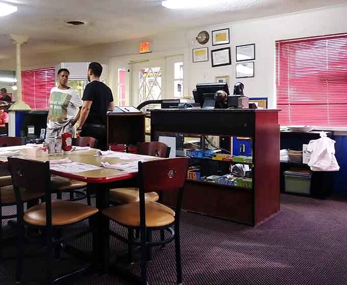 The counter seating offers front-row views of the kitchen magic happening right before your hungry eyes.