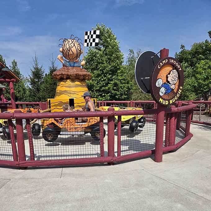 Mud Buggies let Charlie Brown take the wheel, because even cartoon characters who can't kick footballs deserve their moment of glory.
