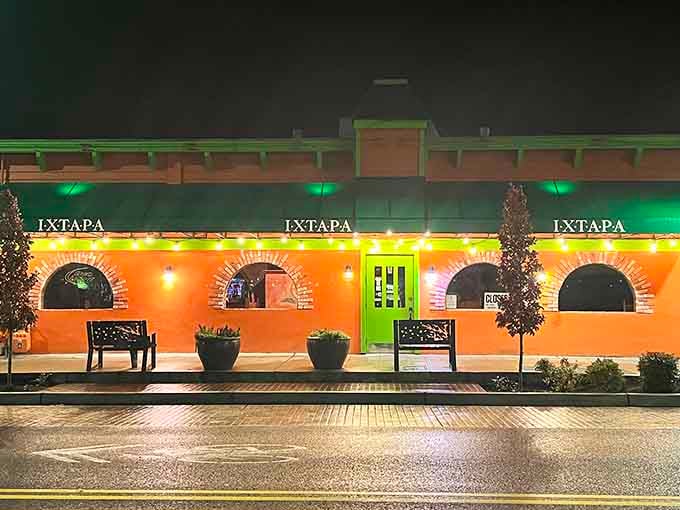 Ixtapa's vibrant orange walls glow like a sunset you can actually walk into and order dinner from.