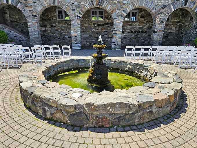 This fountain's weathered stone tells stories of countless seasons while still providing that soothing water soundtrack.