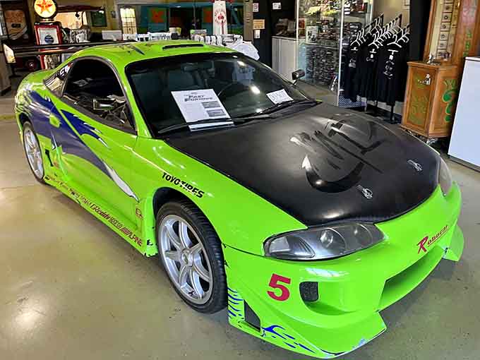 Brian O'Conner's neon Eclipse from Fast and Furious still screams speed even standing completely still.