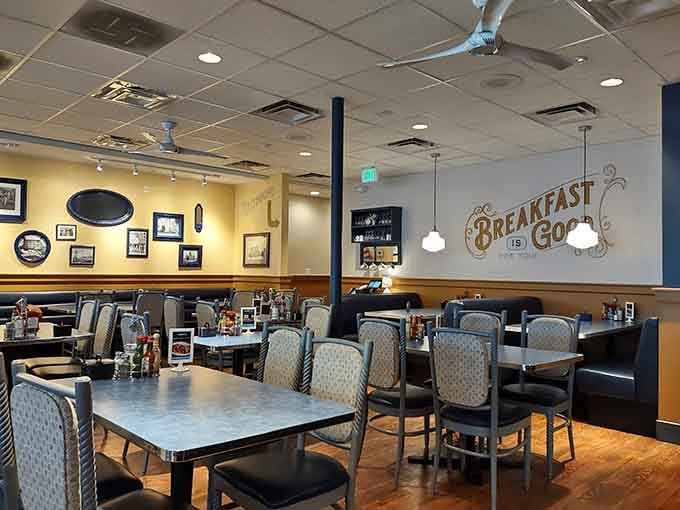 A welcoming interior that feels like your favorite neighborhood spot, complete with cheerful staff and happy diners everywhere.