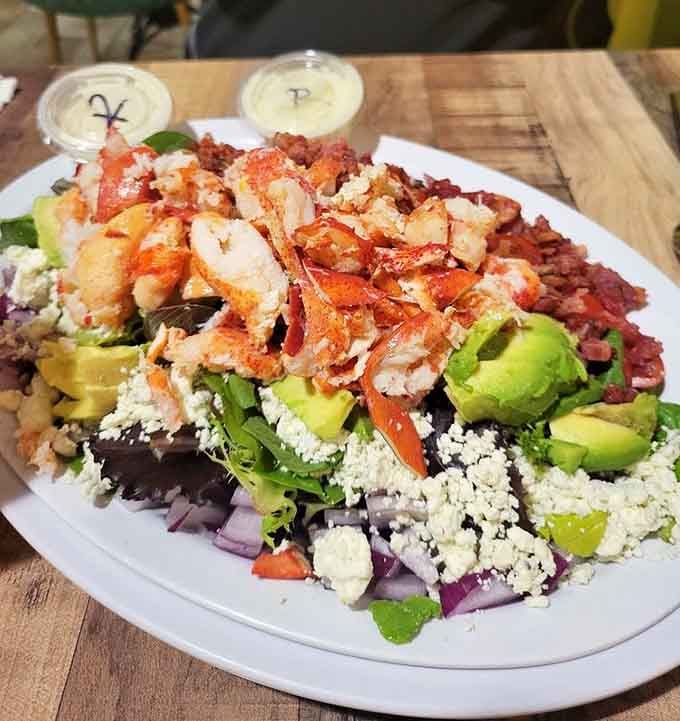 When your salad comes topped with lobster and feta, you're not really eating healthy anymore, but who's keeping track anyway?