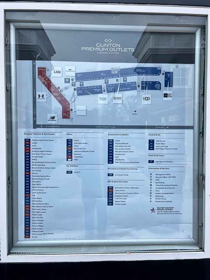 The mall directory map reveals the full scope of your shopping adventure, like a treasure map for bargain hunters.