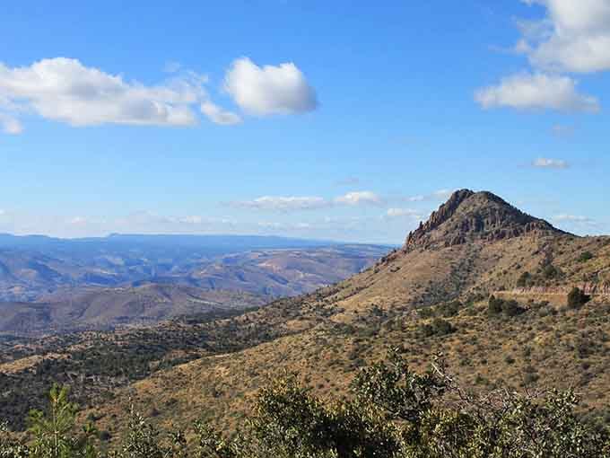 Desert peaks rising up like nature's own monuments to the wild beauty of eastern Arizona.