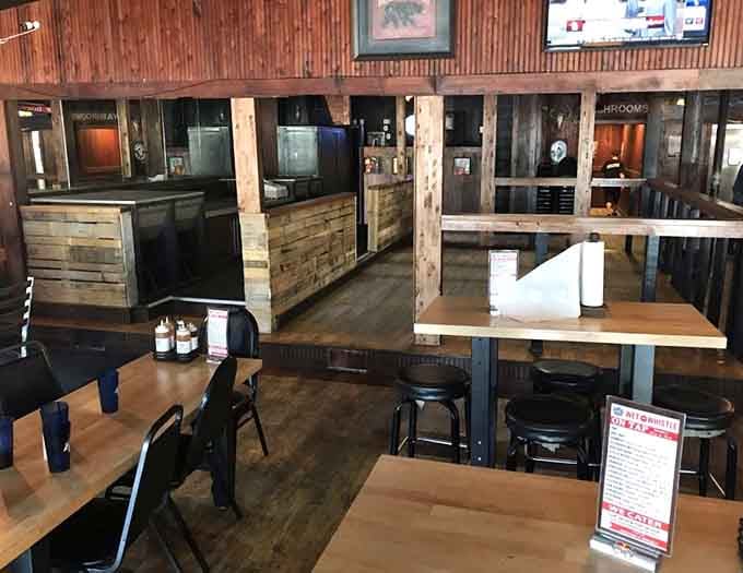 Booth seating with a view of everything &ndash; perfect for people-watching while you wait for your barbecue masterpiece.