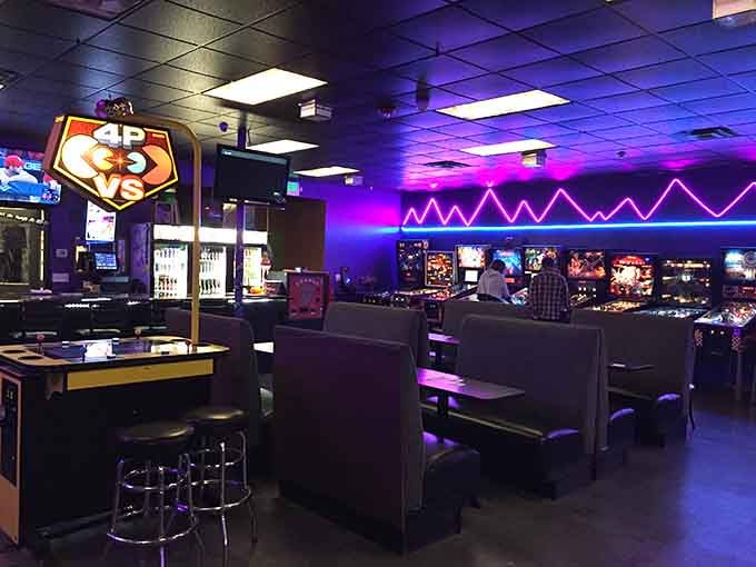 The seating arrangement lets you rest between gaming marathons while plotting your revenge on that pinball machine.