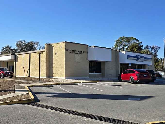 The post office handles your mail in a building newer than most, because even small towns need upgrades occasionally.