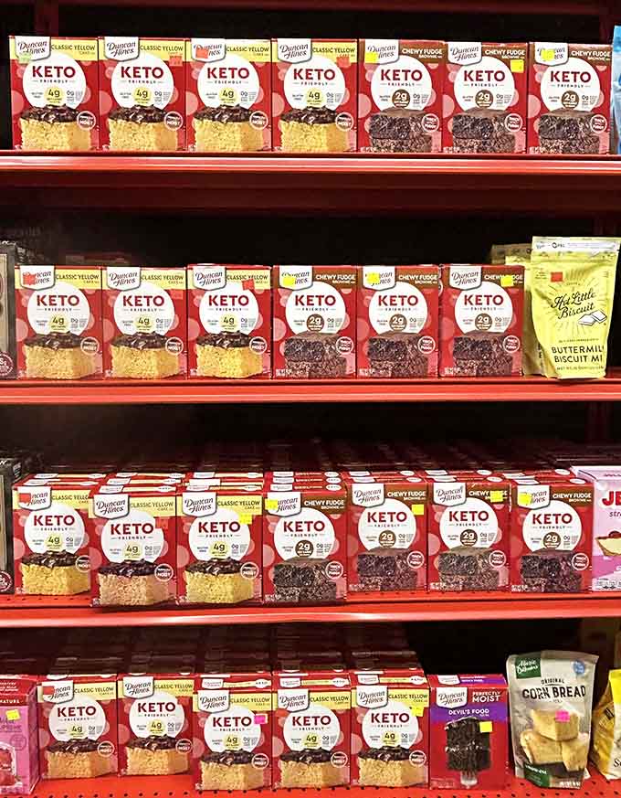 Keto baking supplies stacked high, because dietary choices shouldn't mean choosing between health and wealth.