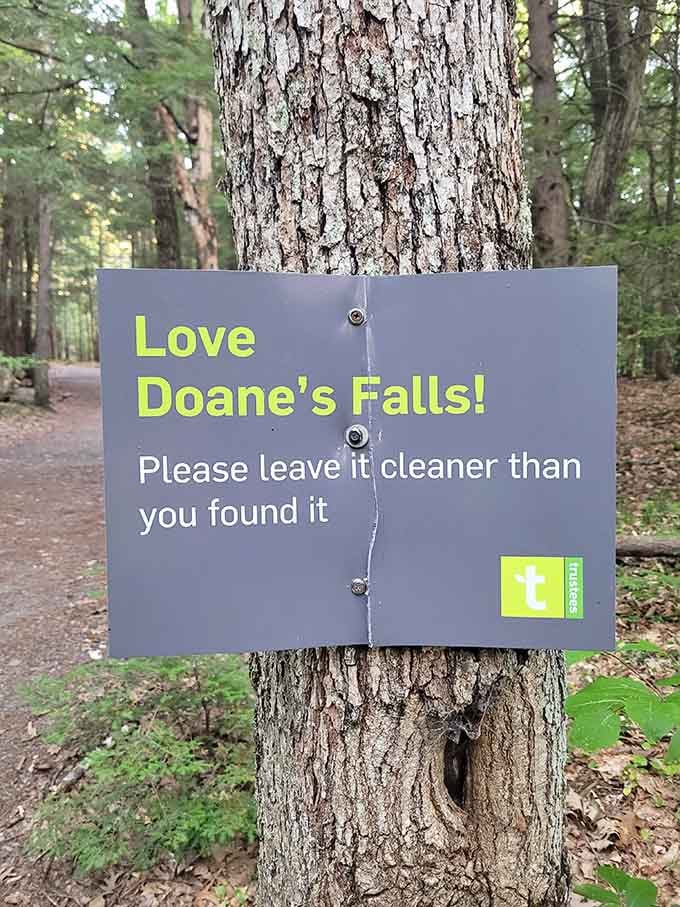 The most polite reminder you'll ever see, asking visitors to respect nature's living room.