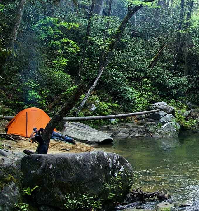 Camping near the falls means falling asleep to nature's white noise machine, batteries not required.