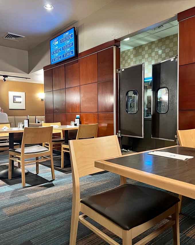 Booth seating provides the perfect home base for your multiple plate expeditions throughout the dining experience.