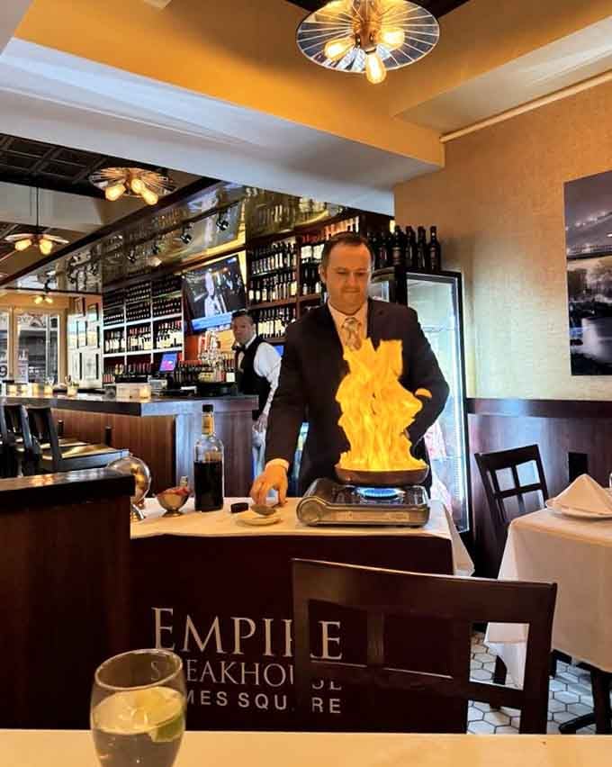 Tableside service that turns dinner into dinner theater, minus the bad acting and questionable costume choices.