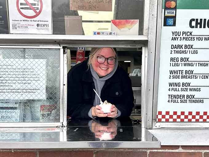 The friendly face at the window is ready to help you navigate the menu and find your new favorite.