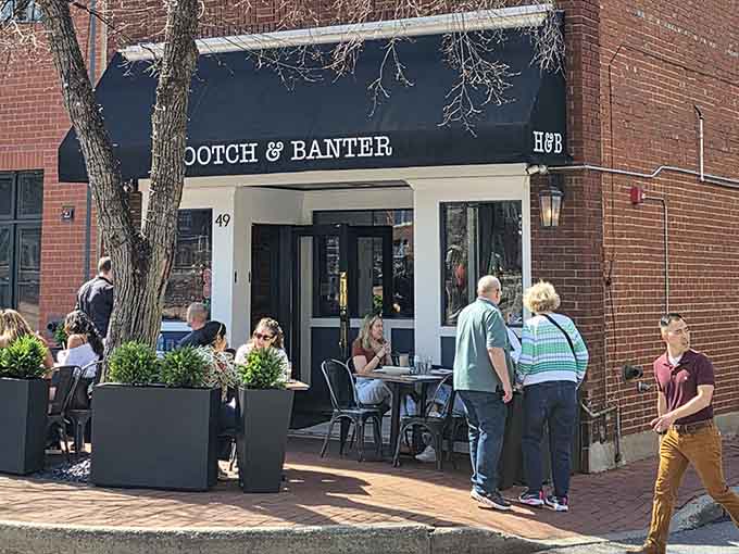 Outdoor dining on brick sidewalks where people-watching is the best appetizer you didn't order.