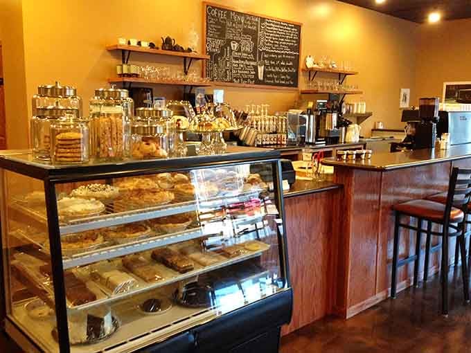 Krumpets Restaurant & Bakery displays its baked goods like edible art, tempting passersby with treats that smell even better than they look.