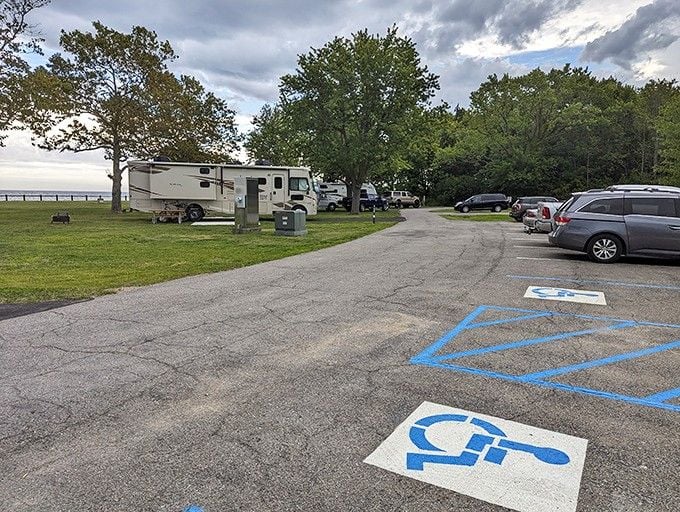 Accessible parking with lake views means your adventure starts the moment you step from your car.
