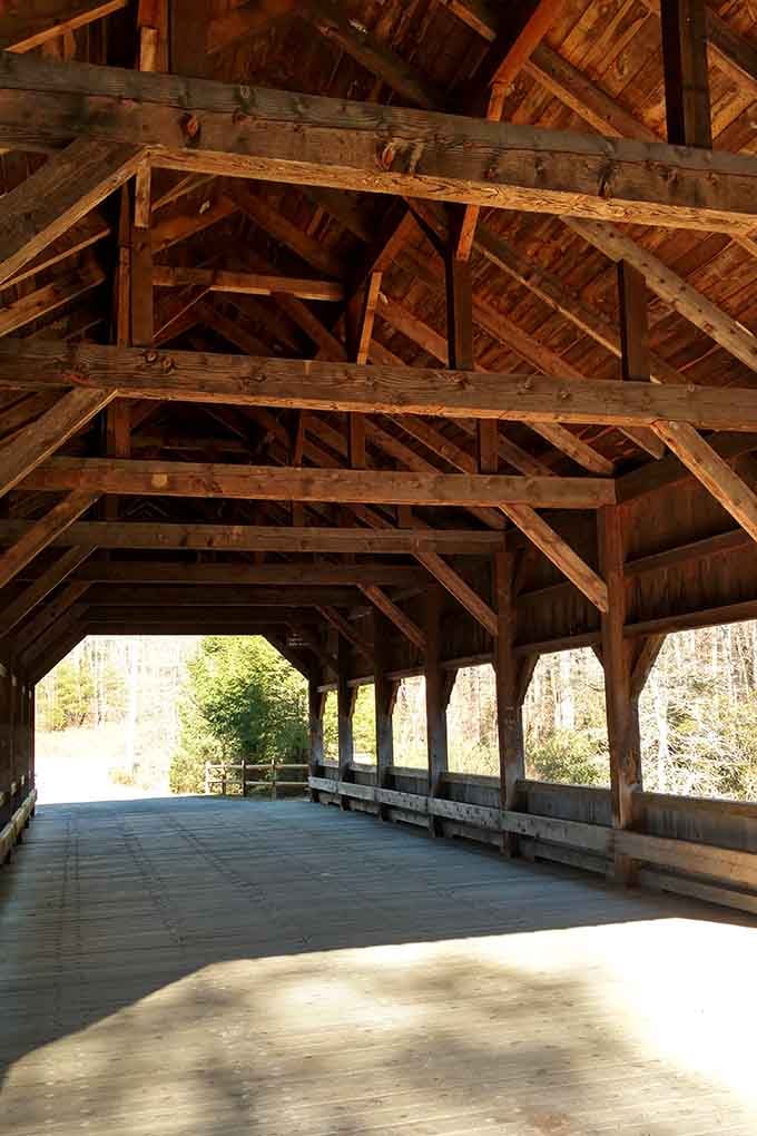 Look up and marvel at the engineering genius that keeps this beauty standing strong, beam by beautiful beam.