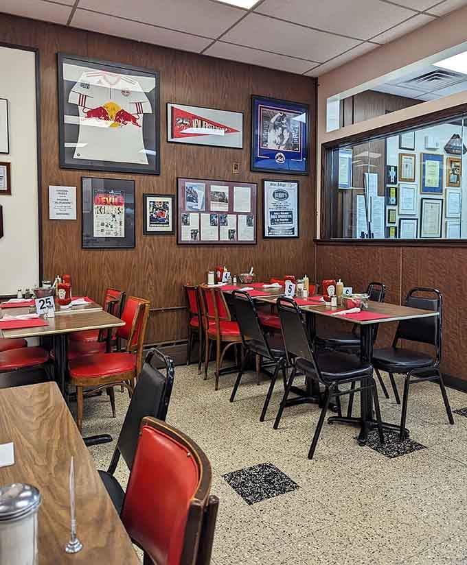 More Devils memorabilia adorns the walls because one can never have too much hockey pride here.