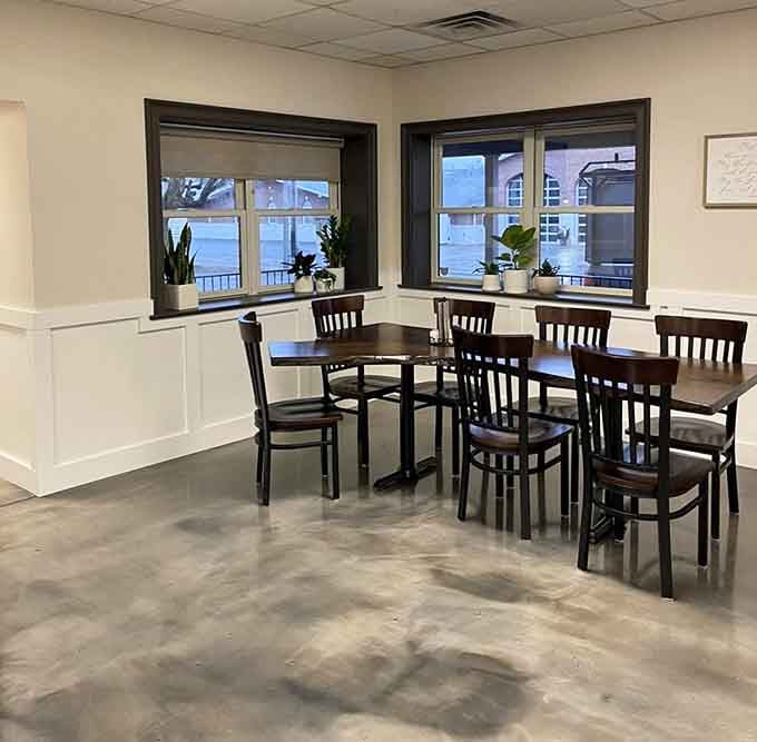 Another angle of the bright, clean dining space where comfort food meets comfortable surroundings perfectly.