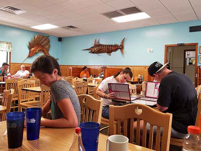 That focused menu-studying moment when you're trying to choose between twelve different pancake flavors and losing badly.