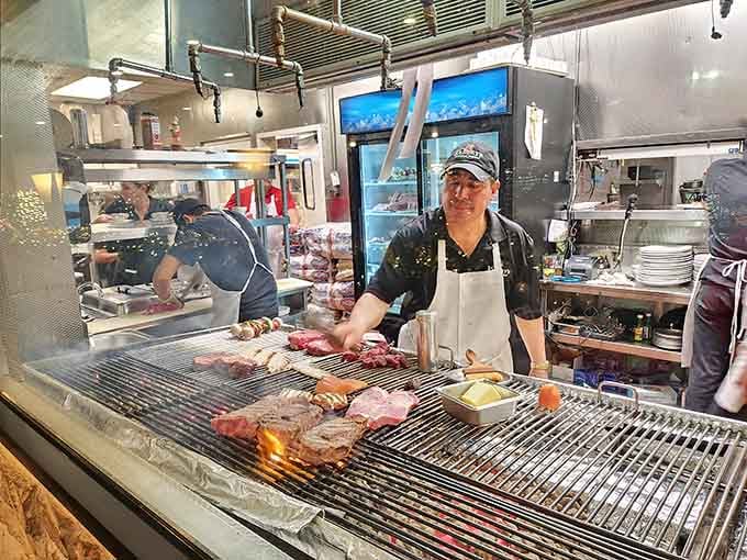 Watching skilled grill masters work their magic over open flames is dinner and a show combined.