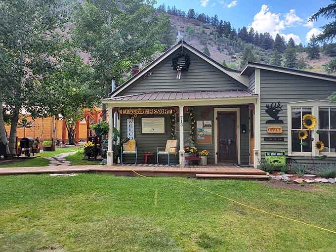 The Elkhorn Resort sits ready to welcome visitors in a structure that remembers when "resort" meant having indoor plumbing.