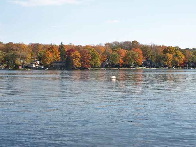 Autumn transforms the shoreline into a Technicolor masterpiece that puts your screensaver to shame completely.