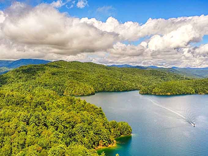 Mountain-ringed coves and forested shores stretch endlessly, making you wonder why you ever considered leaving South Carolina.