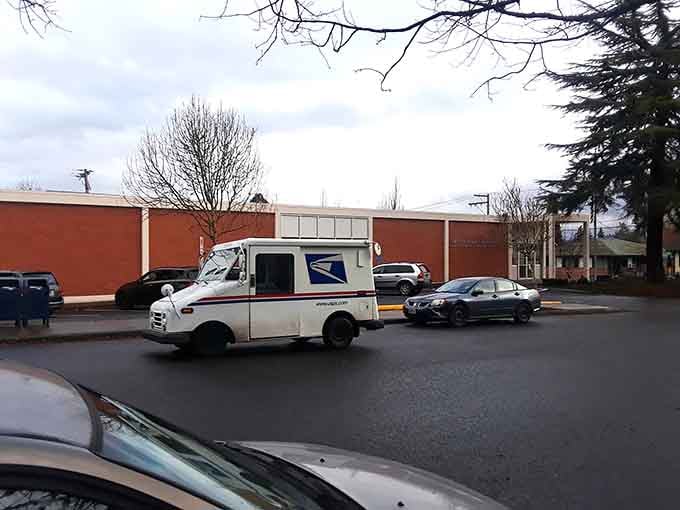 Even the mail truck looks picturesque cruising through streets where everyday life somehow feels a bit more refined.