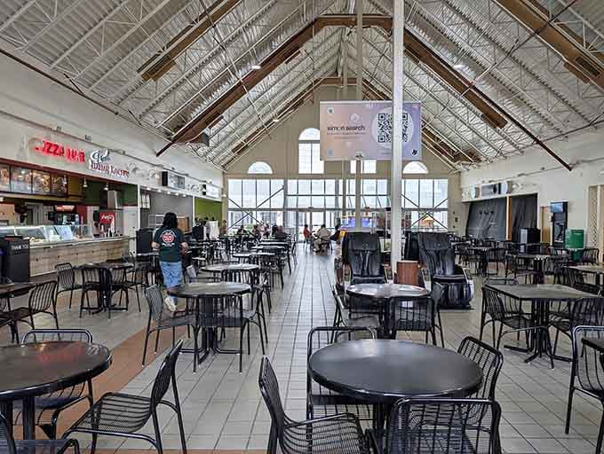 This food court's vaulted ceiling and natural light make refueling feel less like a chore.