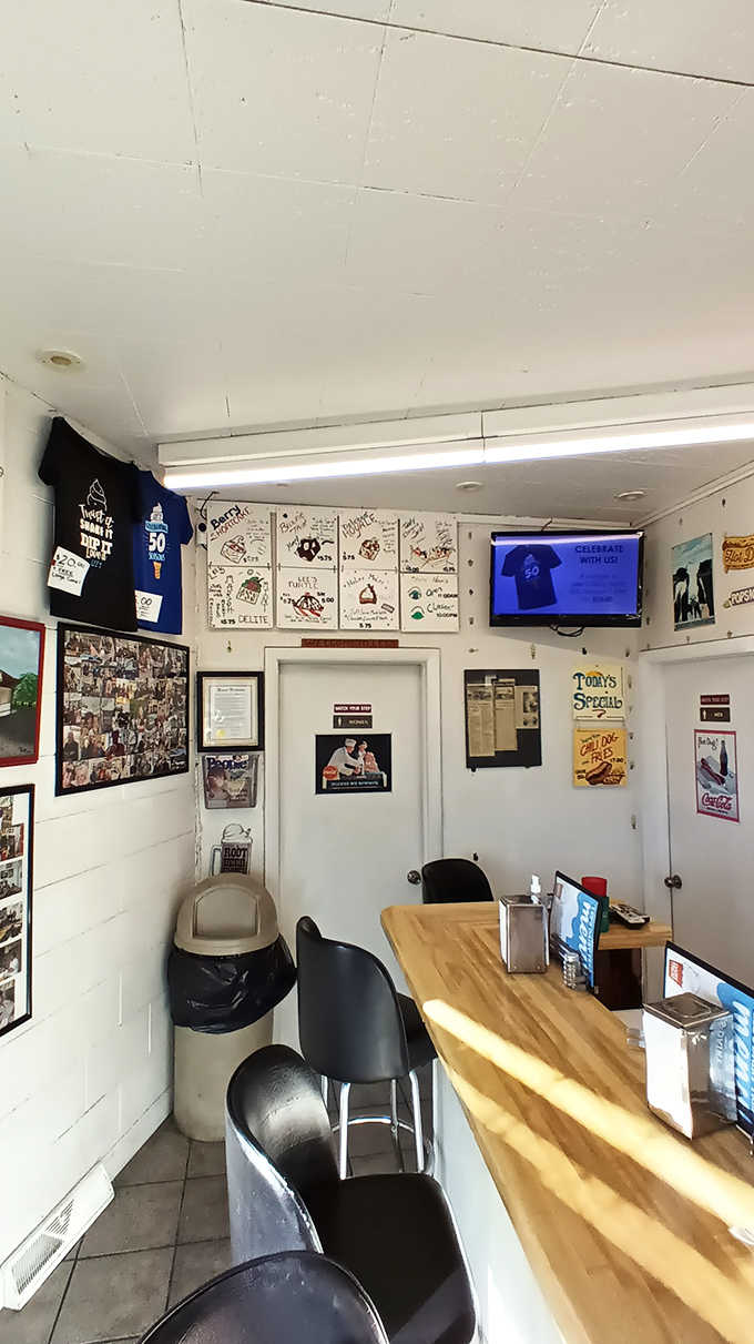 Vintage photos and memorabilia line the walls, turning a simple ice cream stop into a nostalgic journey through decades.