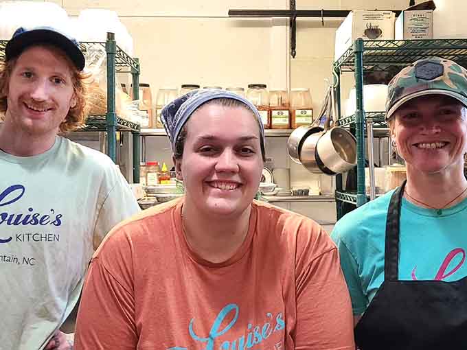 The smiling faces behind the counter prove that happiness is contagious, especially when you're serving breakfast food all day long.