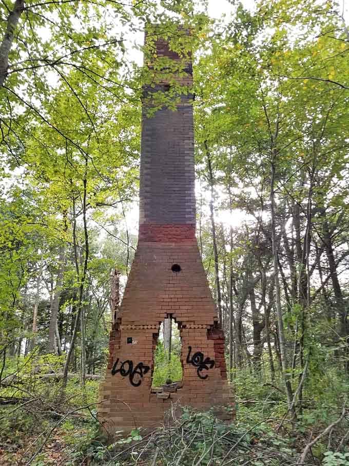 Even weathered chimneys standing alone in the woods tell stories of the park's fascinating past and enduring beauty.