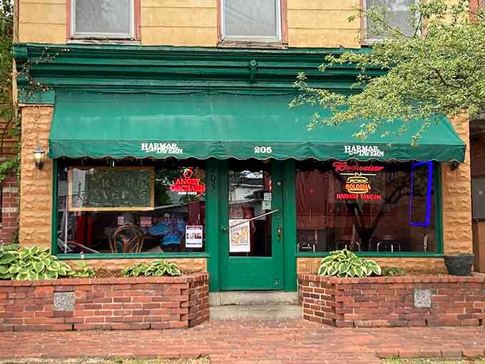 Harmar Tavern's green awning beckons like a friendly neighborhood pub where everybody knows your order.