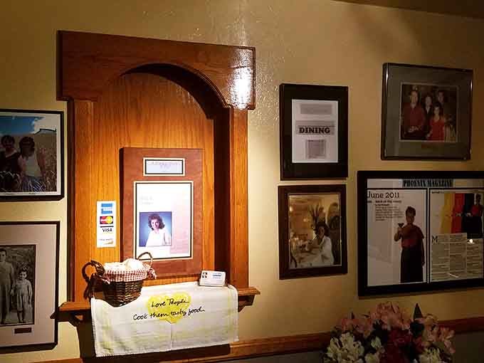 Framed memories and warm touches proving this place has stories to tell beyond the menu.
